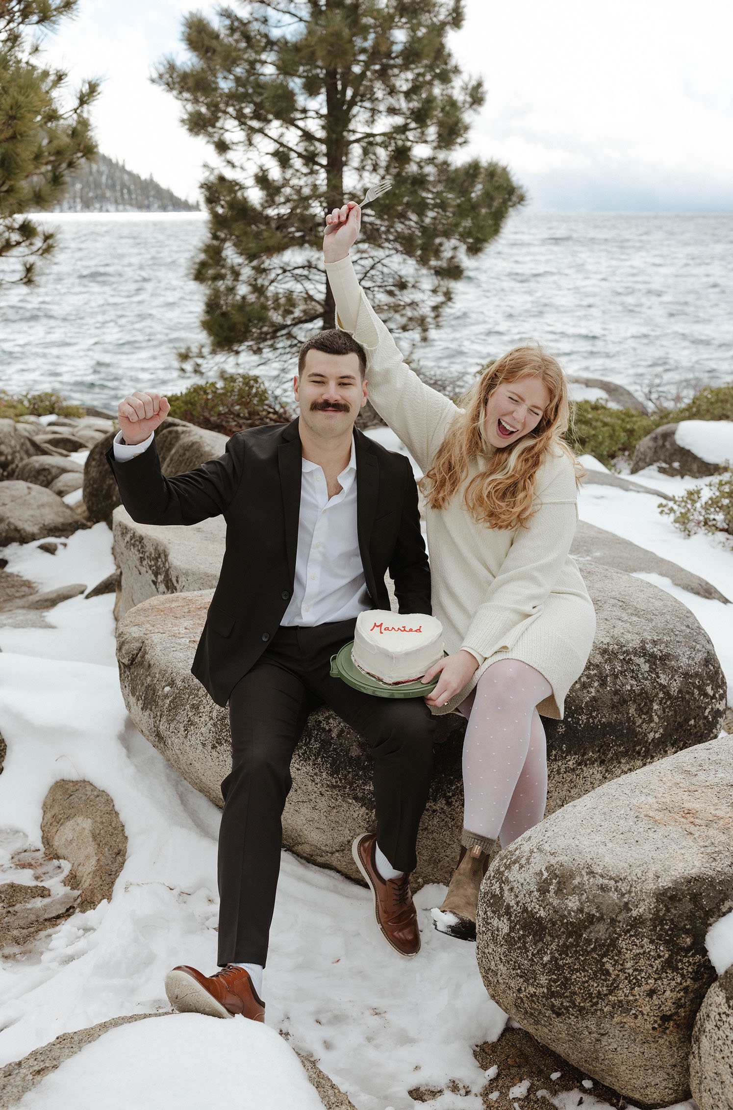 Winter Lake Tahoe Anniversary Photos || Dakota & Cole